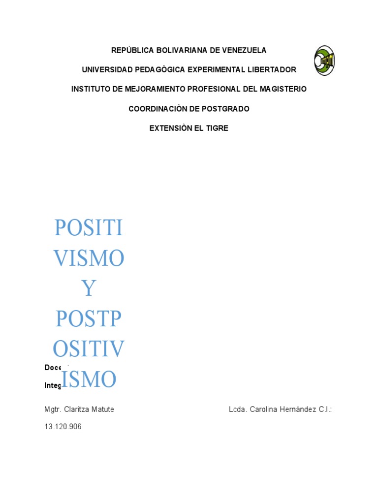 Positivismo y Post-positivismo en Filosofía | PDF | Positivismo ...