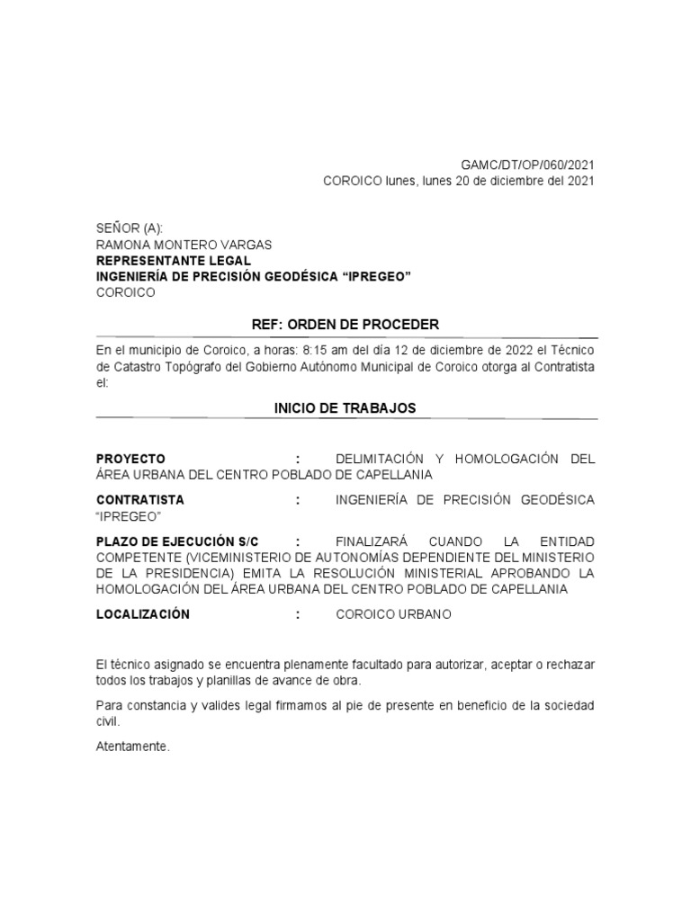 Gamc Orden de Proceder | PDF