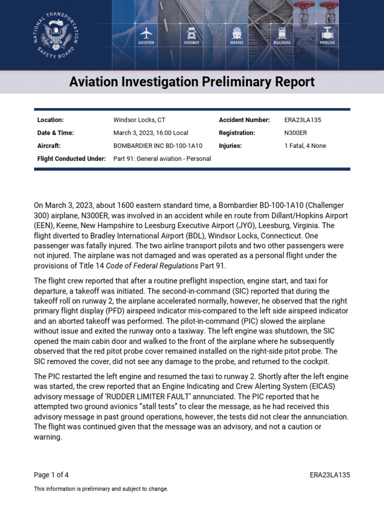 Aviation Investigation Preliminary Report | PDF | Flight Recorder ...