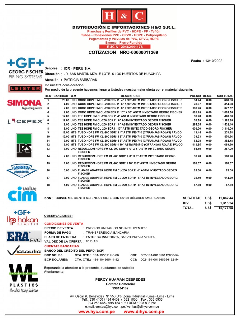 Hdpe SDR11 - H&C | PDF | Derecho