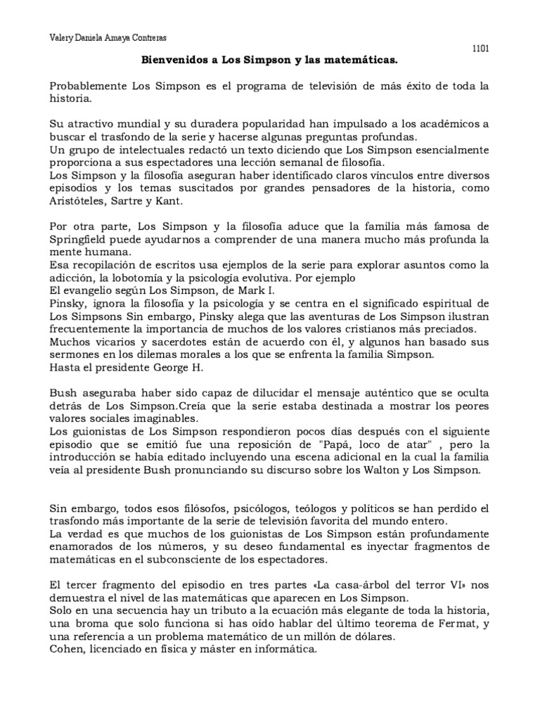 Bienvenidos A Los Simpson y Las Matemáticas | PDF | Los Simpsons ...