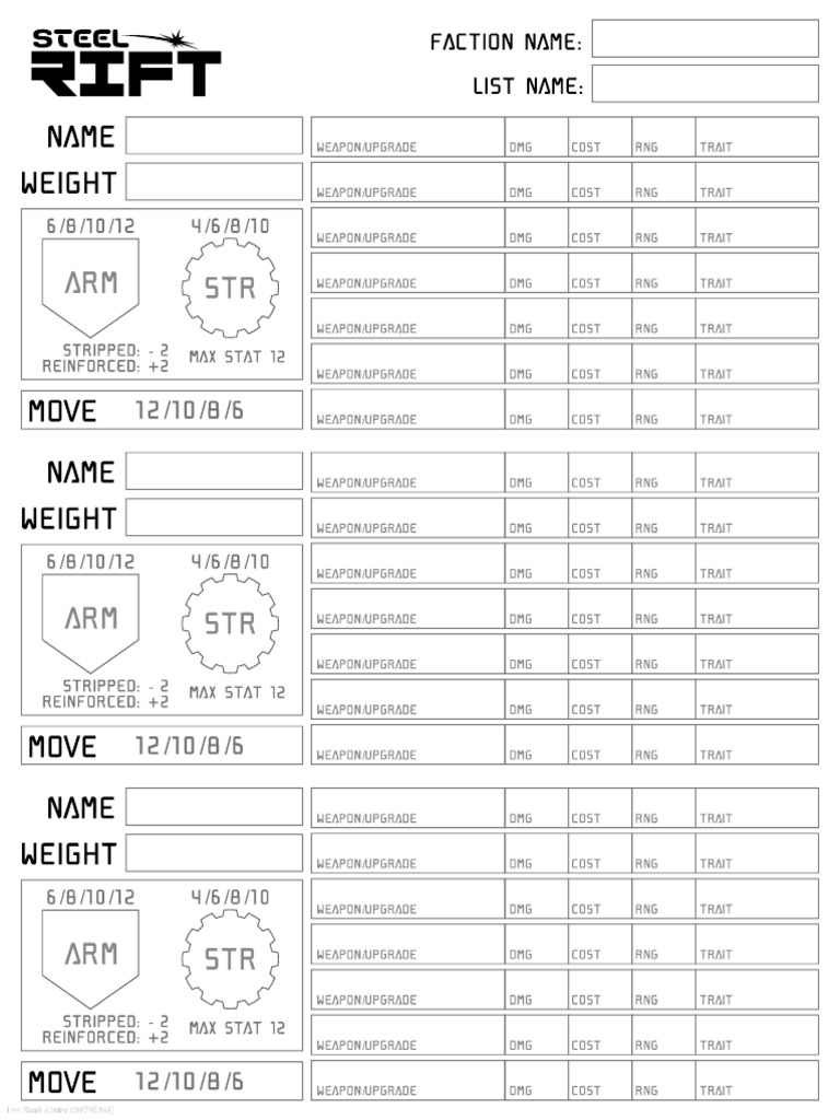 Steel Rift - Roster Sheet PDF | PDF