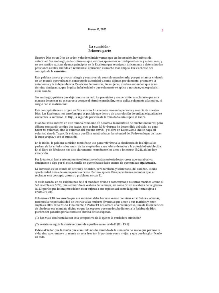 La Sumisión: Orden Divino y Actitud Cristiana | PDF | Cristo (título) | Dios