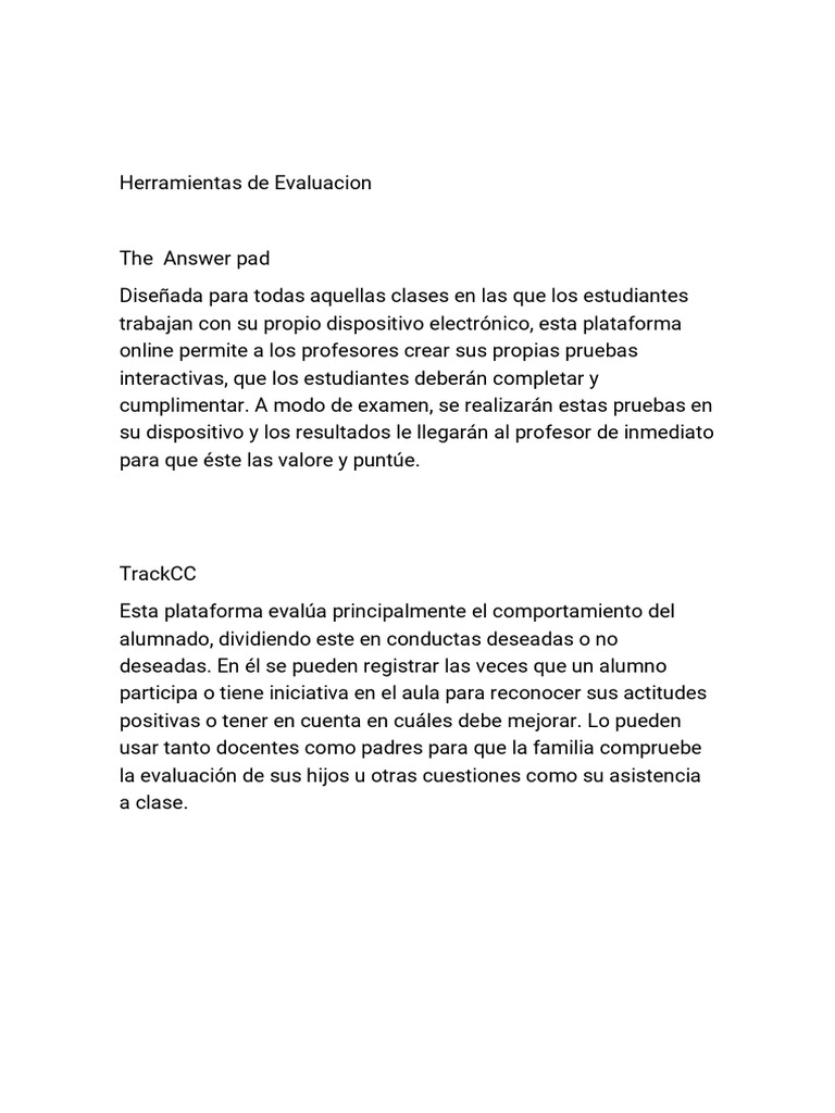 Herramientas de Evaluacion | PDF | Evaluación | Cuestionario