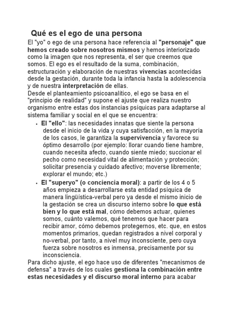Qué Es El Ego de Una Persona | PDF | Carné de identidad | Las emociones