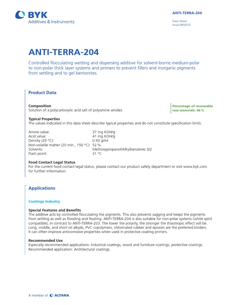 TDS Anti-Terra-204 en | PDF | Epoxy | Poly(Methyl Methacrylate)