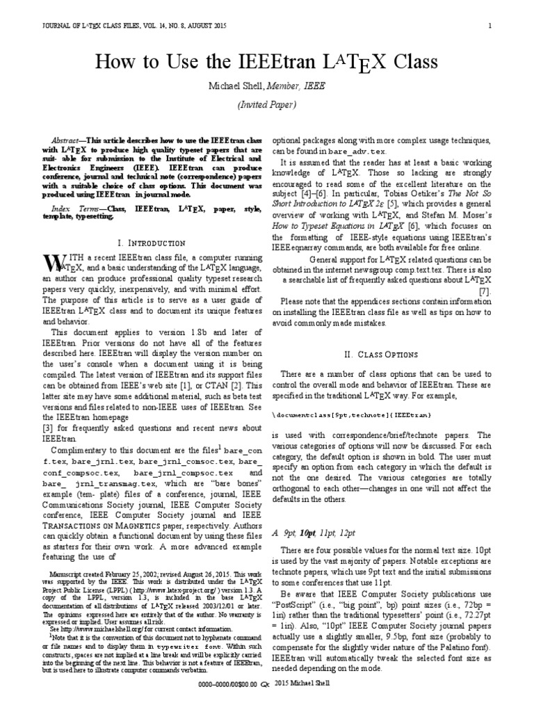 IEEEtran HOWTO PDF | PDF | Te X | Printing