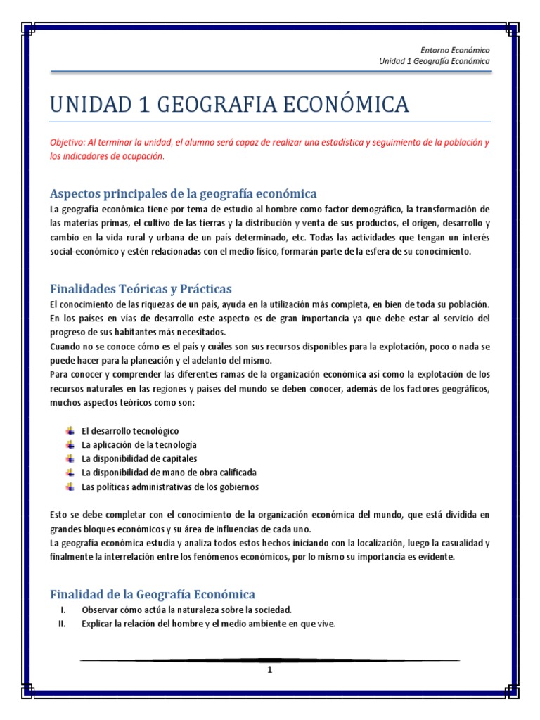 Unidad 1 Geografía Económica Rev.1 | PDF | Geografía | Población