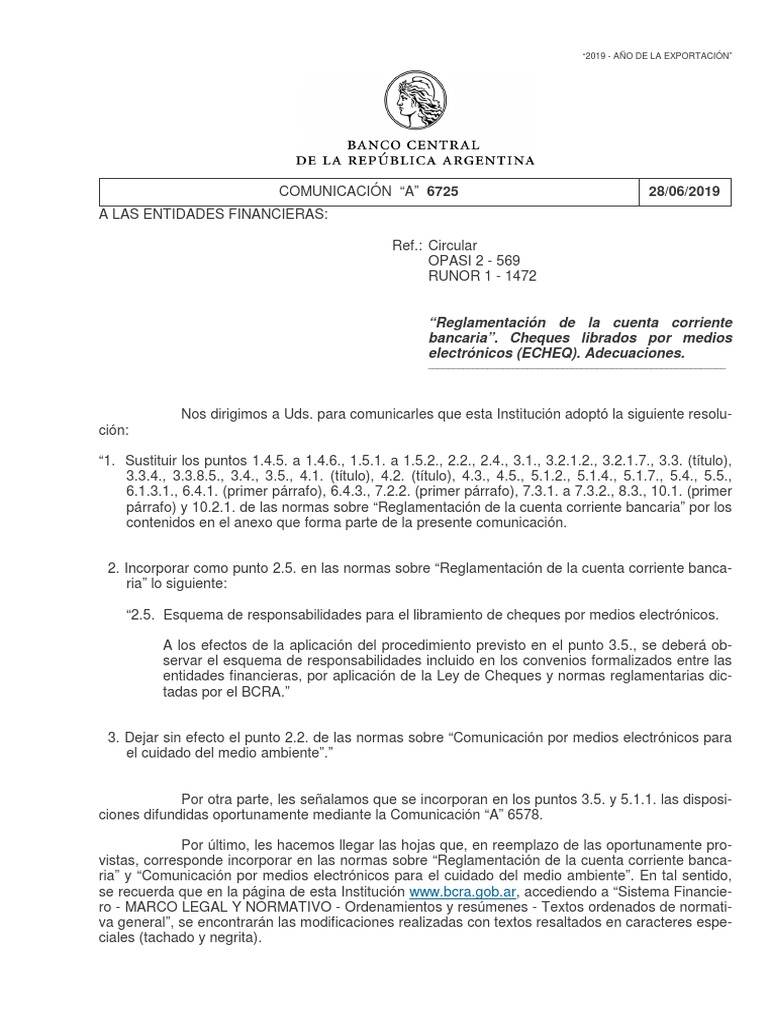 "Reglamentación de La Cuenta Corriente Bancaria". Cheques Librados Por ...