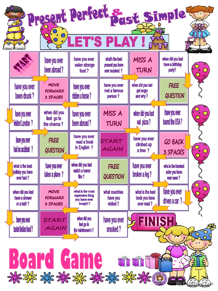 Present Perfect Versus Past Simple BOARD GAME PDF | PDF