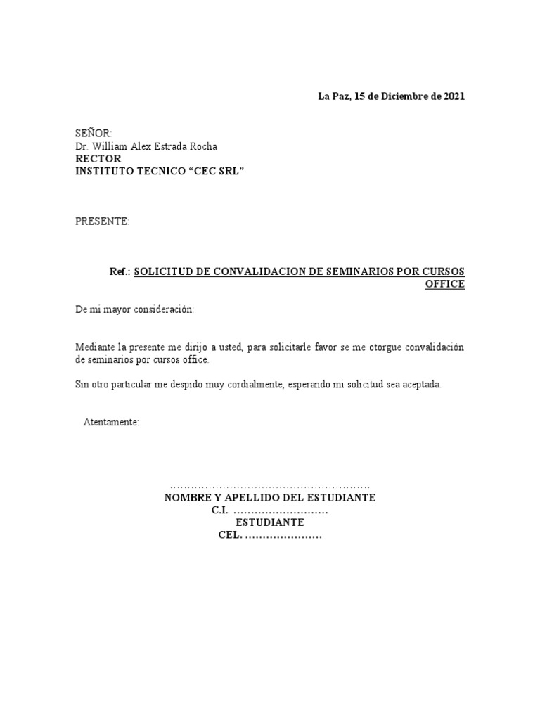 Carta Universidad .. Convalidacion Seminarios | PDF