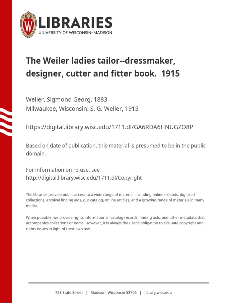 The Weiler Ladies Tailor 1915 | PDF
