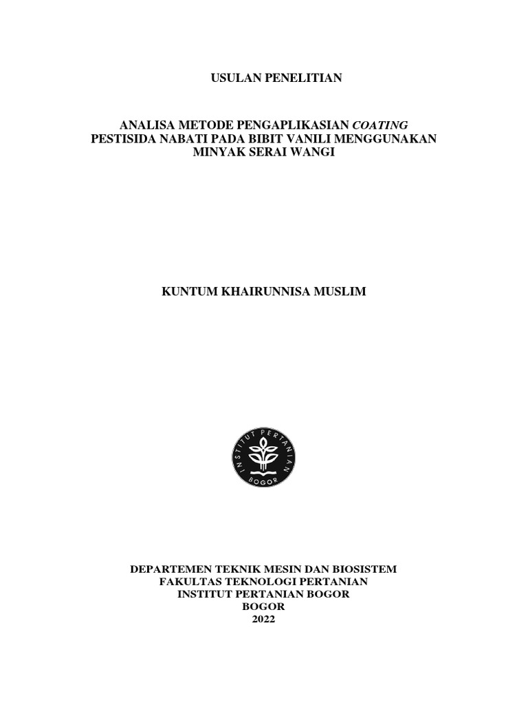 Coating Pestisida Nabati untuk Bibit Vanili | PDF