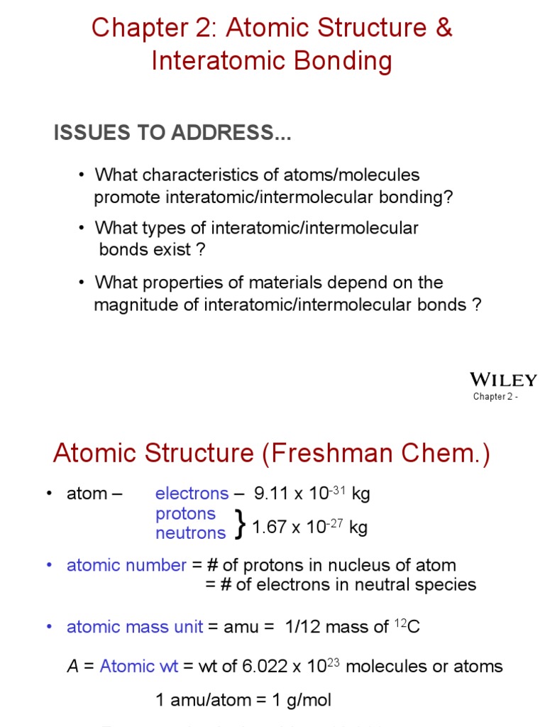 Ch2 Atomic Structure And Interatomic Bonding Pdf Chemical Bond