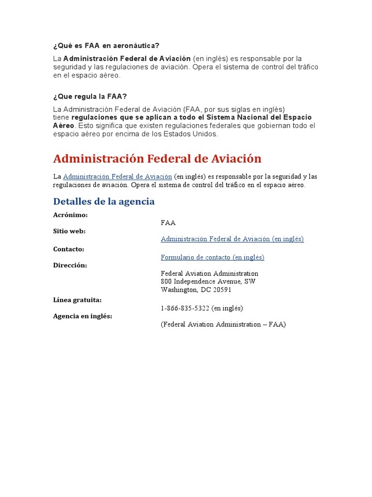 Qué Es FAA en Aeronáutica | PDF