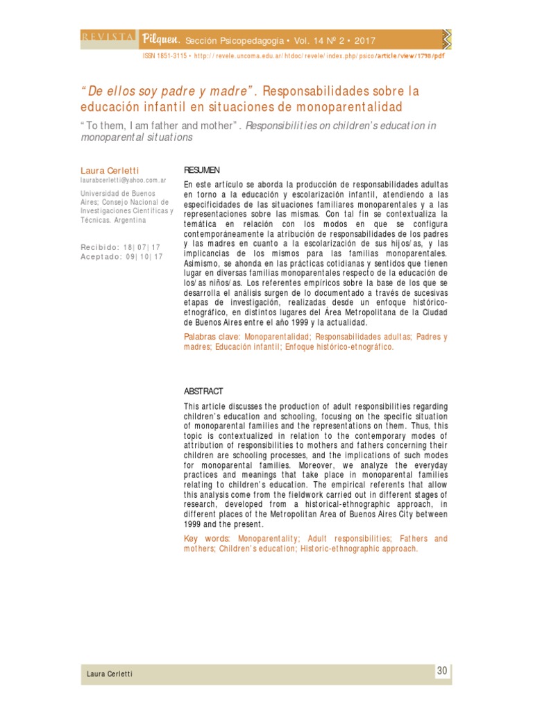 Cerletti Responsbilidad Sobre La Niñez en Situaciones de ...