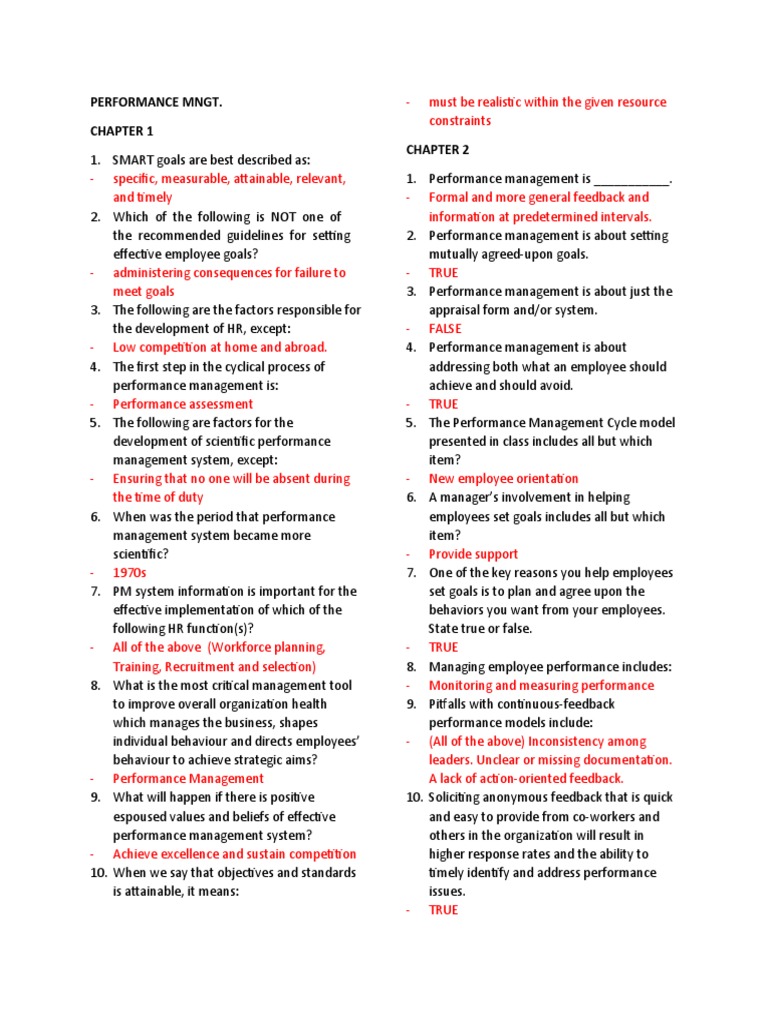 Quiz 1 5 - Performance MNGT | PDF | Performance Appraisal | Performance ...