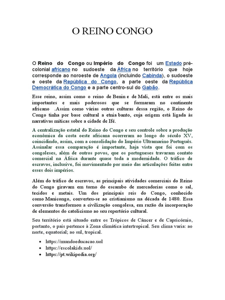 História do Reino do Congo: Cultura e Comércio | PDF