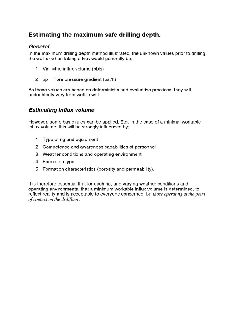 Maximum Safe Drilling Depth PDF | PDF | Pressure | Porosity