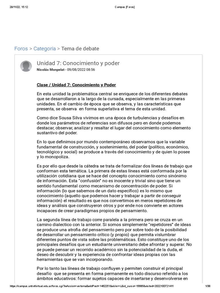 Unidad 7 Conocimiento y Poder | PDF | Conocimiento | Verdad