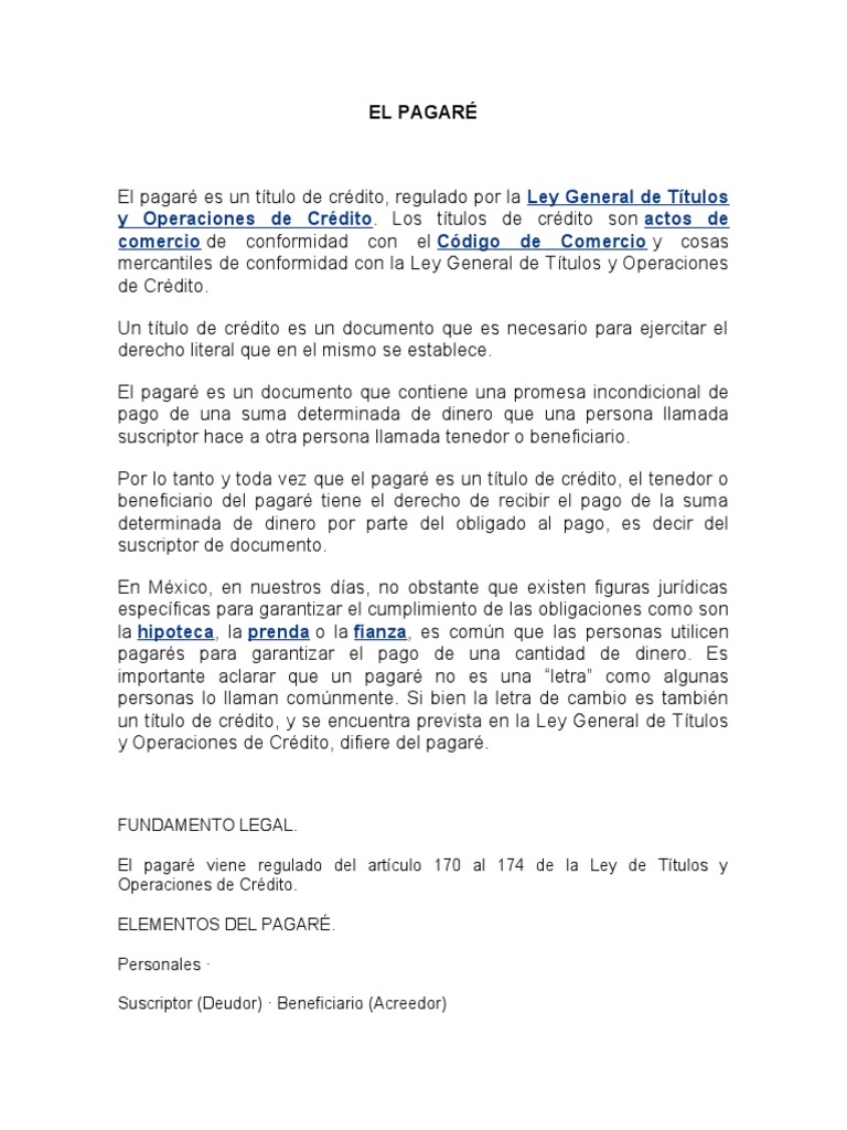 El Pagaré | PDF | Pagaré | Instrumento negociable