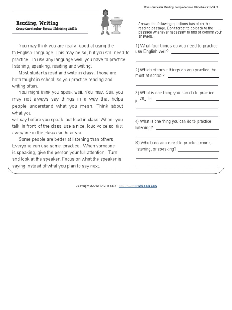 Listening, Speaking, Reading, Writing - 2nd Grade Reading Comprehension ...