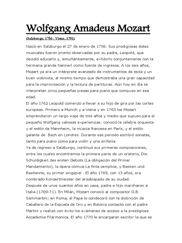 Wolfgang Amadeus Mozart | PDF | Wolfgang Amadeus Mozart | Ópera