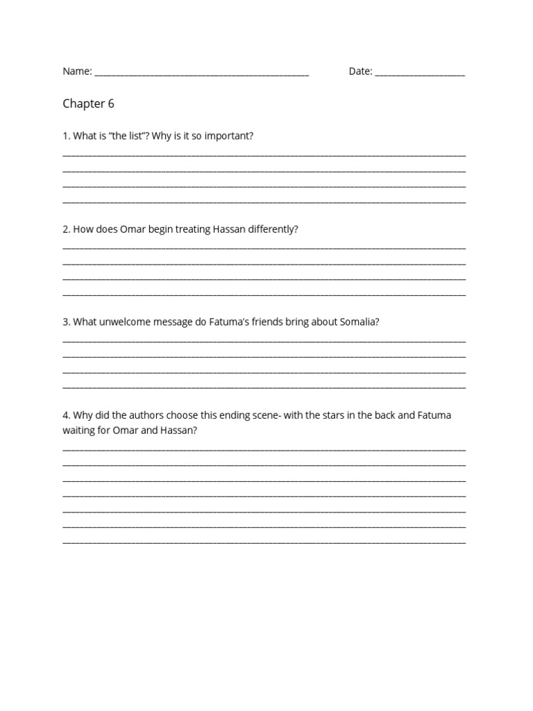 When Stars Are Scattered Chapters 6 and 7 Qs | PDF