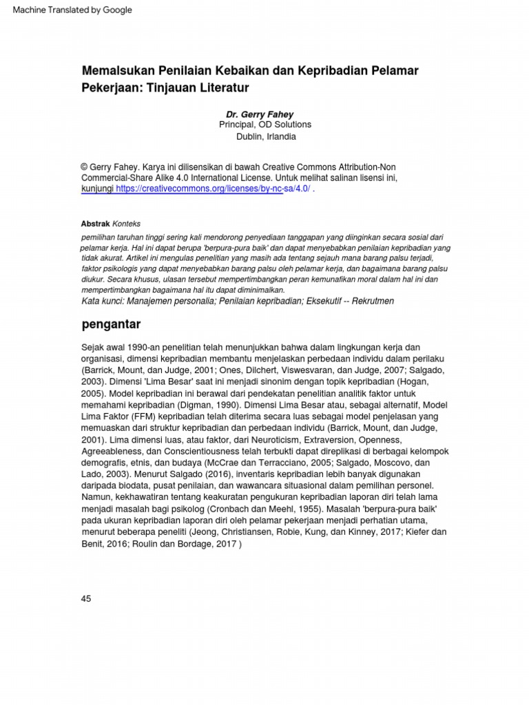 Faking Good and Personality Assessments of Job App | PDF