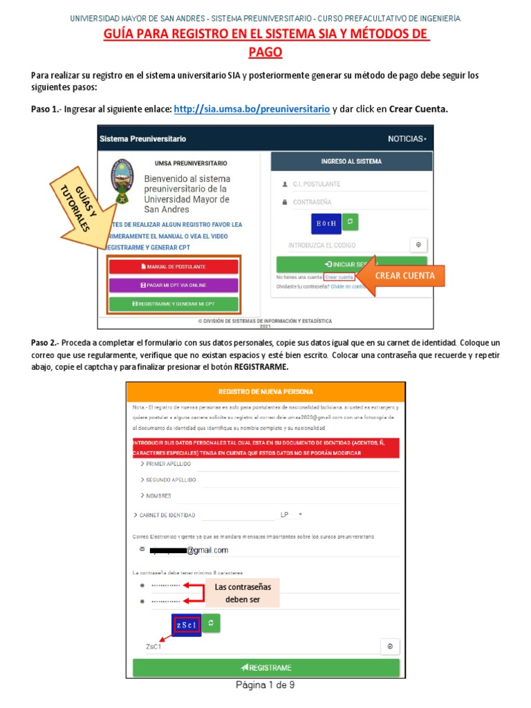 Registro en SIA y Métodos de Pago | PDF