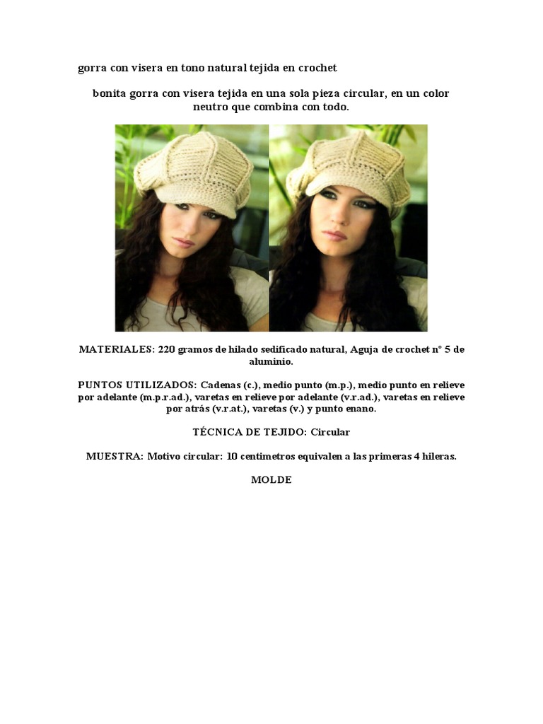 gorro con visera | PDF