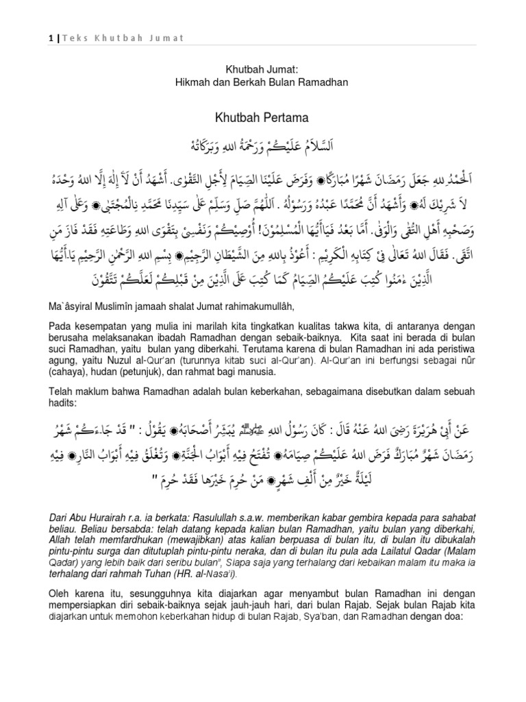Khutbah Jumat Ramadhan Rev | PDF Khutbah Jumat Ramadhan Rev | PDF