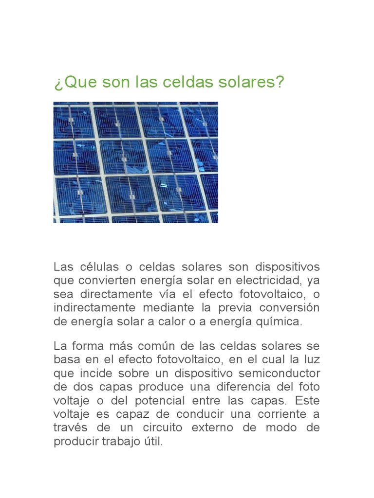 Que son las celdas solares | PDF