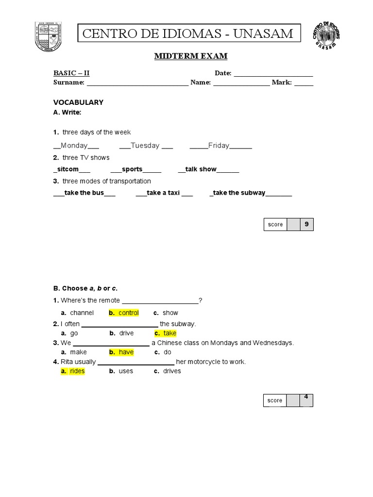 Basic Ii - Midterm Exam | PDF