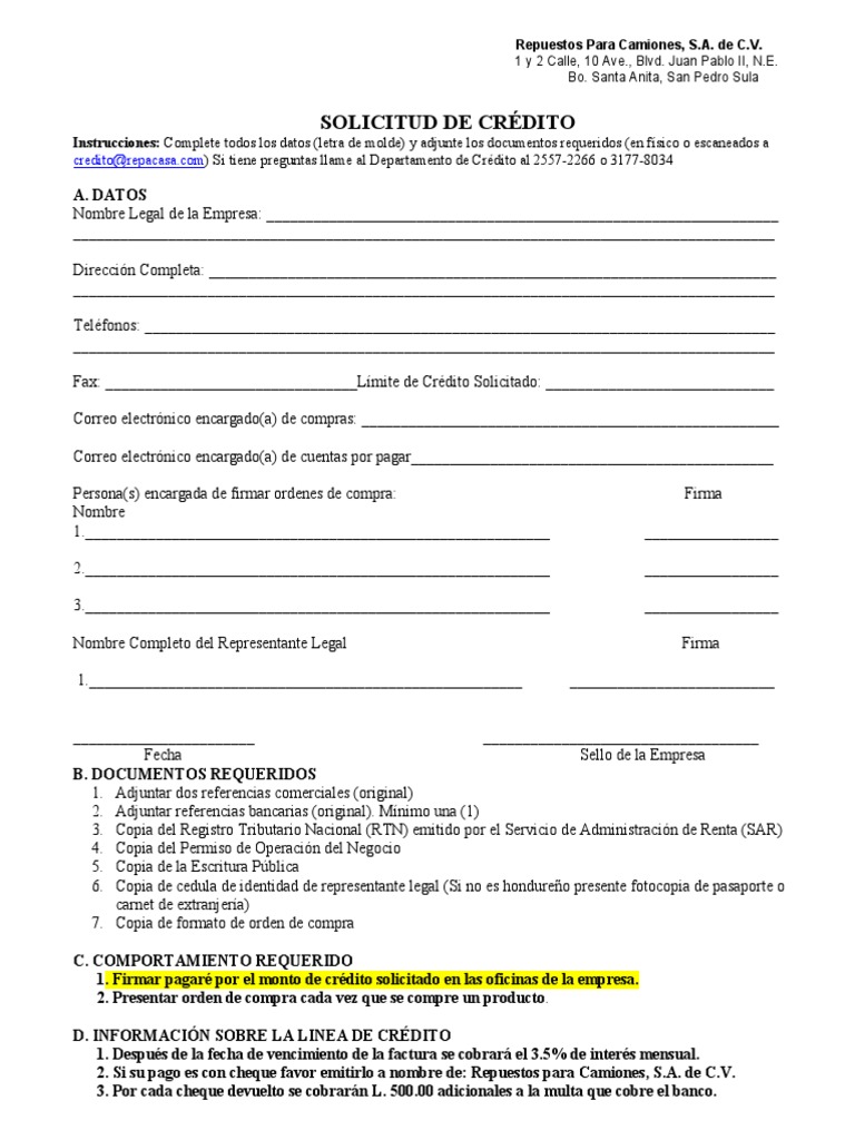 Solicitud de Crédito PDF | PDF