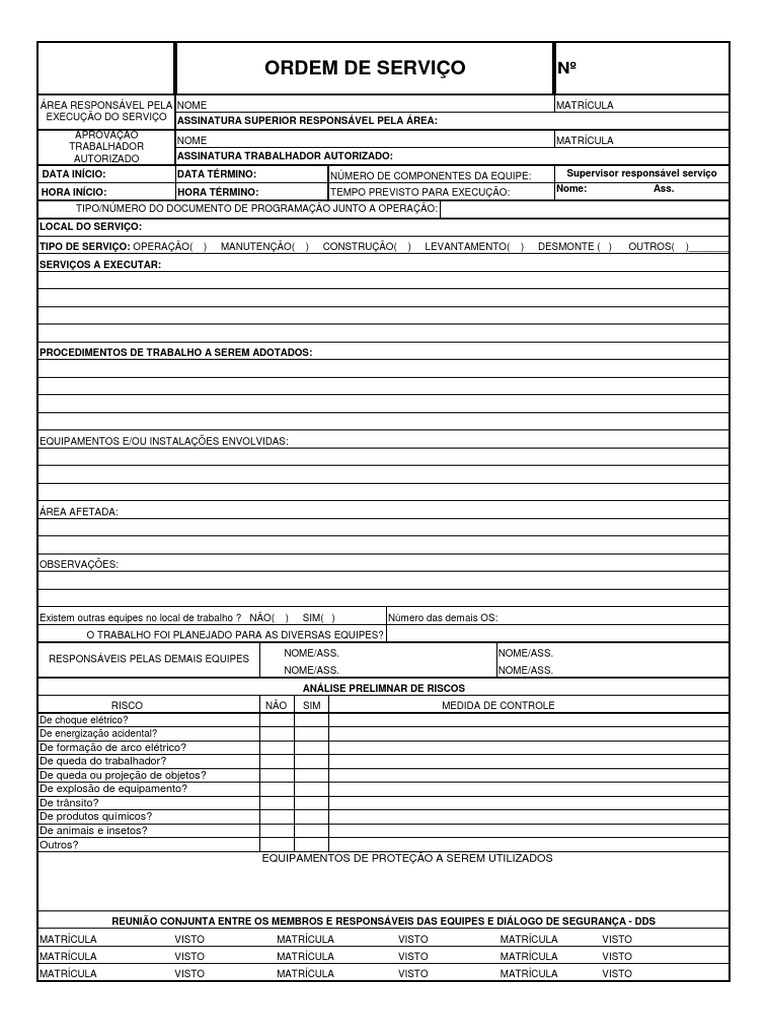 Modelo Ordem de Serviço NR 10 | PDF