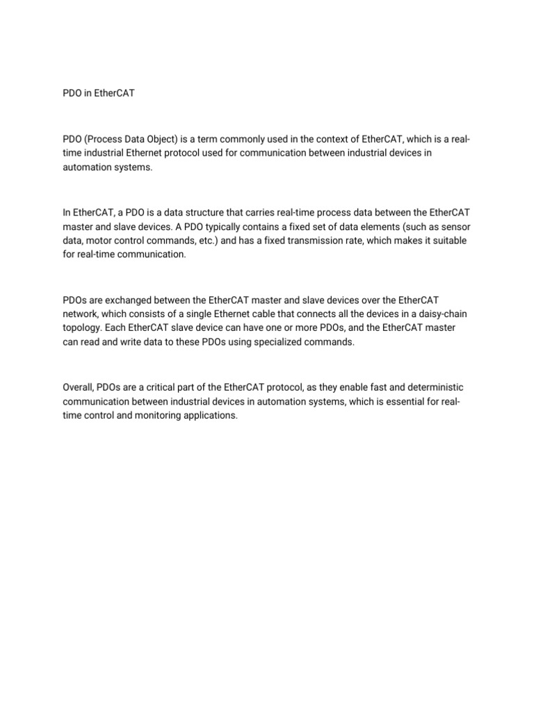 PDO in EtherCAT | PDF