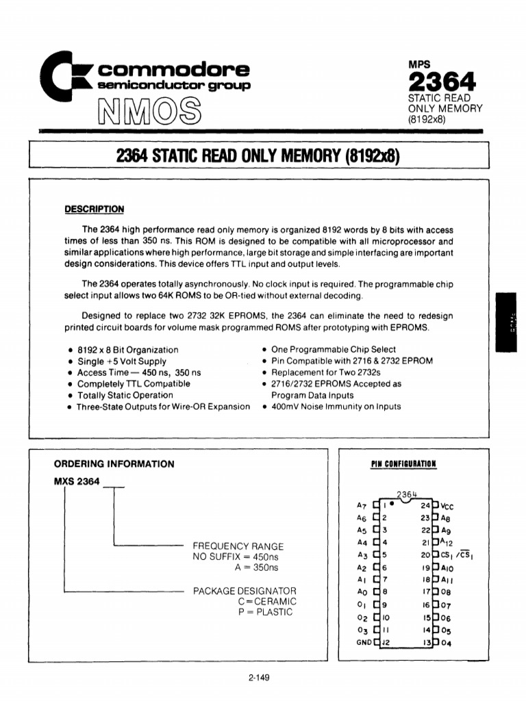 2364 Commodore | PDF | Read Only Memory | Microprocessor
