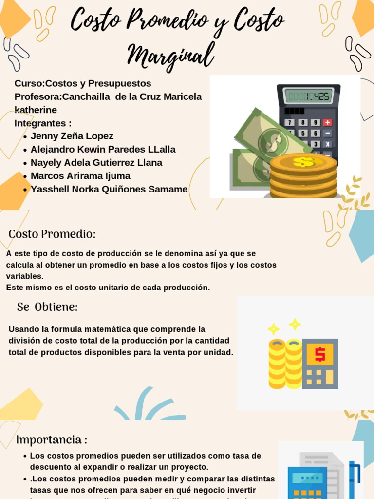 1) Costo Promedio y Costo Marginal | PDF | Costo marginal | Costo