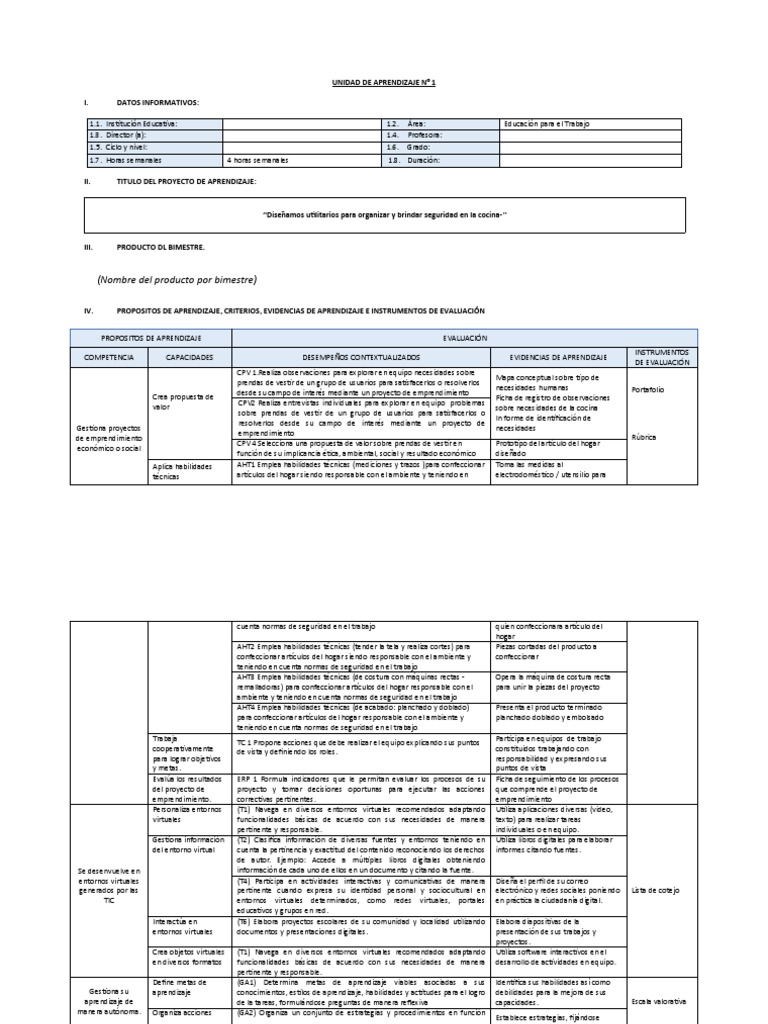 UNIDAD DIDÁCTICA - Lleno EPT | PDF | Aprendizaje | Iniciativa empresarial
