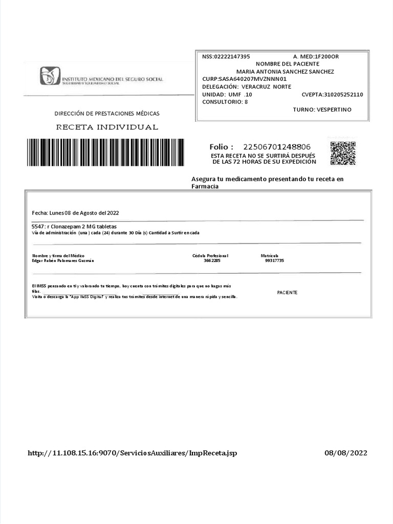 Recetas Imss Justificante Medico 2022 1 | PDF | Ciencias farmacéuticas ...