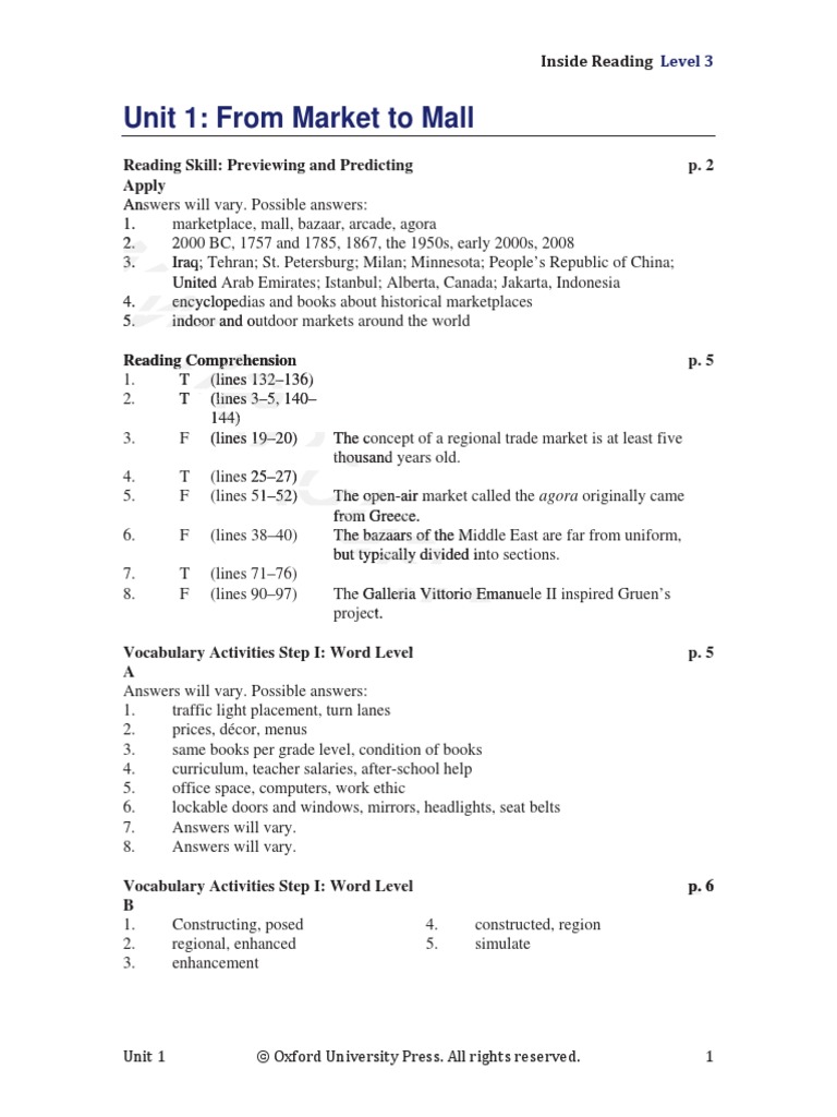 Inside - Reading - 3 - Answer - Key-2nd-Edition (WWW - Languagecentre.ir) PDF | PDF | Shopping ...
