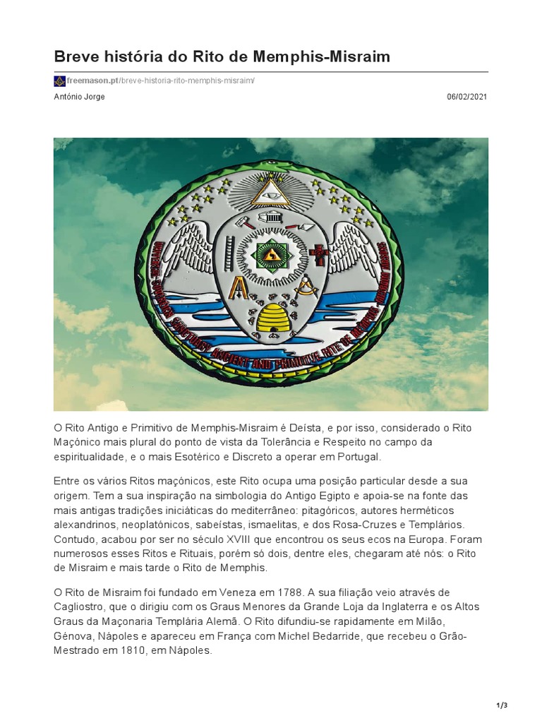 Breve História Do Rito de Memphis-Misraim PDF | PDF | Esoterismo ...