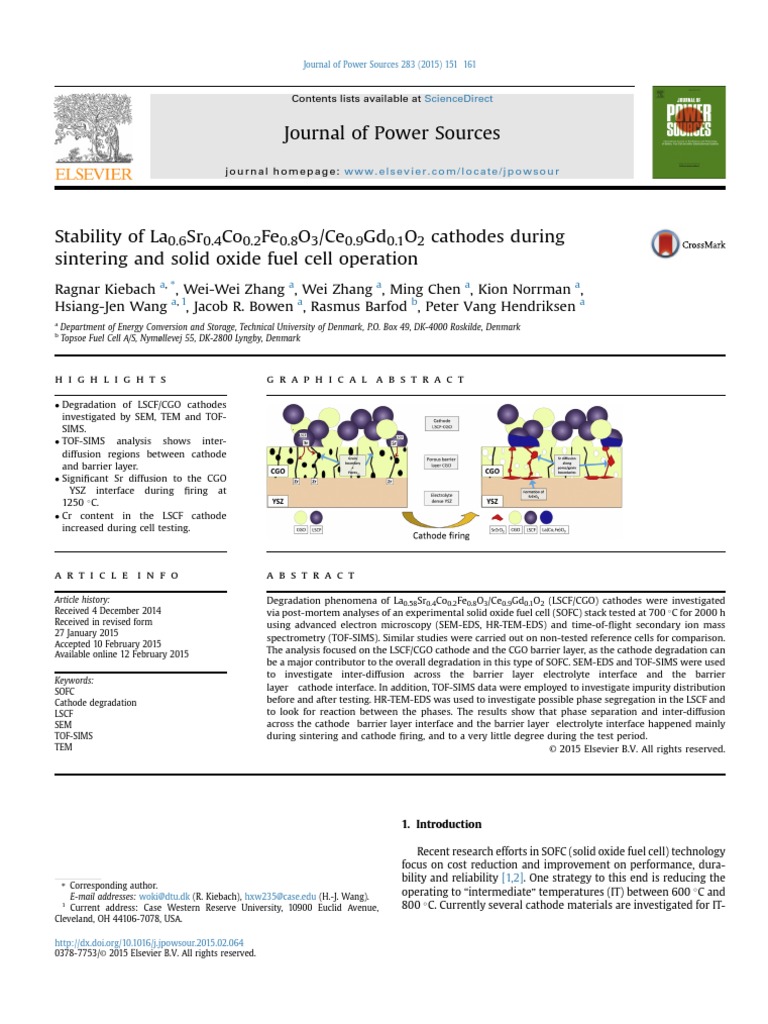 2015 Stability of La0.6Sr0.4Co0.2Fe0.8O3 - Ce0.9Gd0.1O2 Cathodes During Sintering | PDF | Solid ...