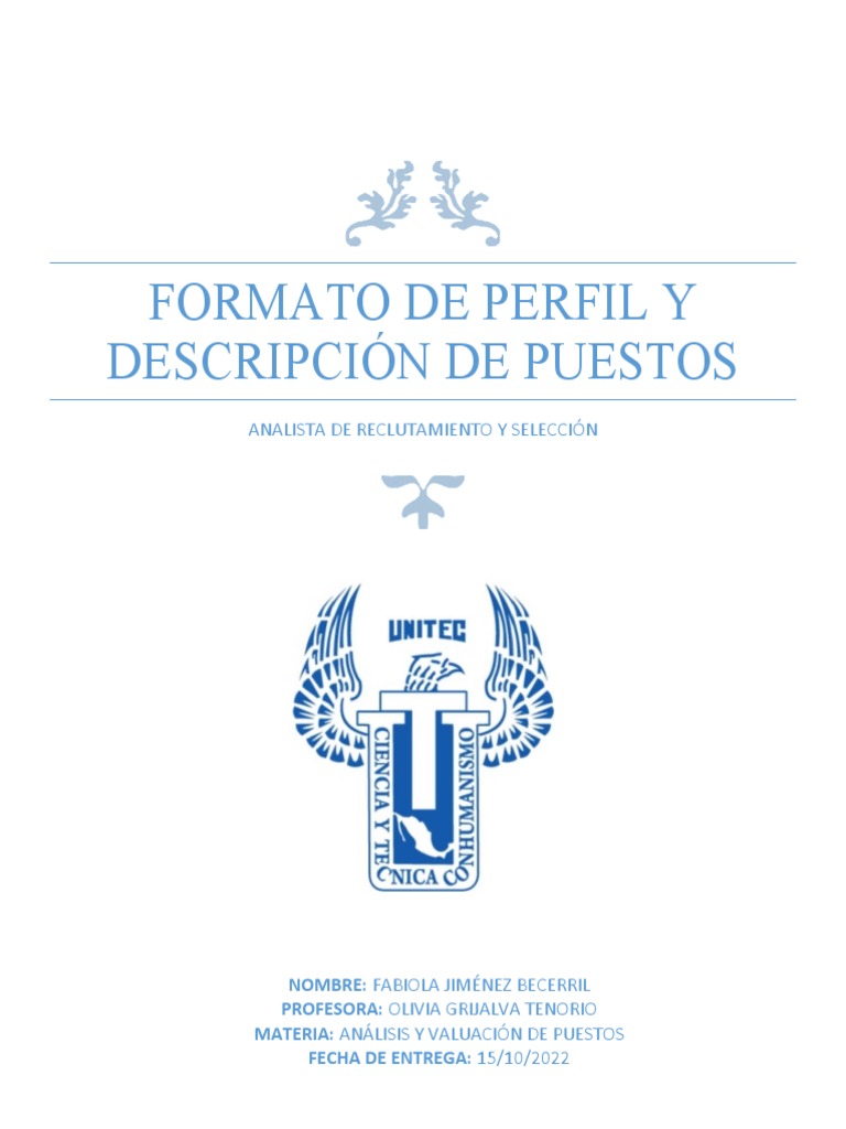 Formato de Perfil y Descripcion de Puestos 1-1 | PDF | Gestión de recursos humanos | Business