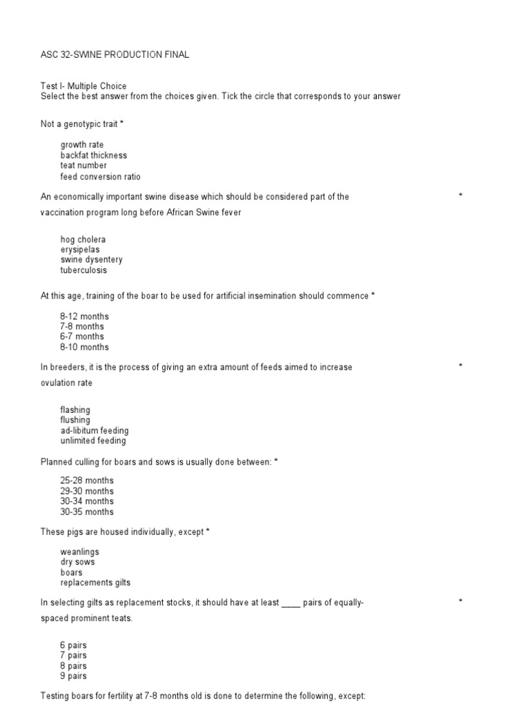 ASC 32-SWINE PRODUCTION - Google Forms | PDF | Pig | Wild Boar