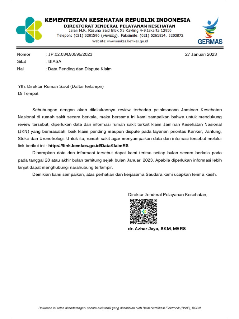 Data Klaim JKN Rumah Sakit 2023 | PDF