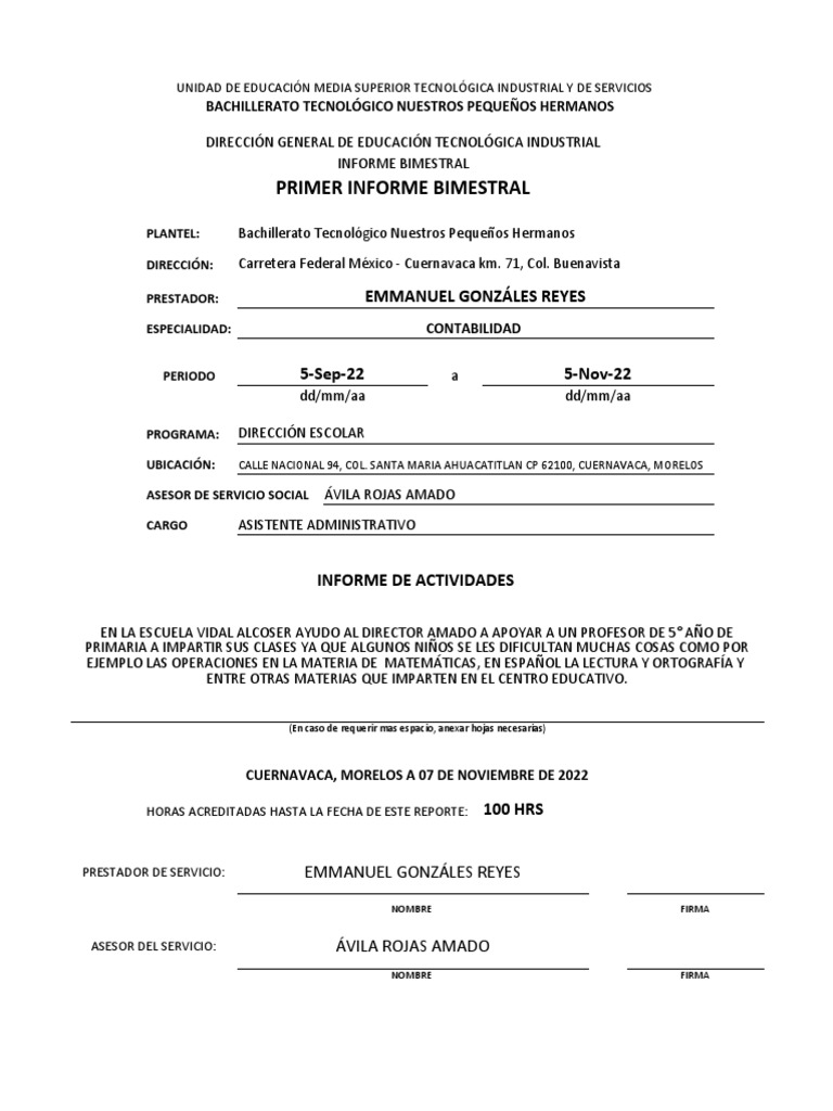 Informes Servicio Social Final | PDF