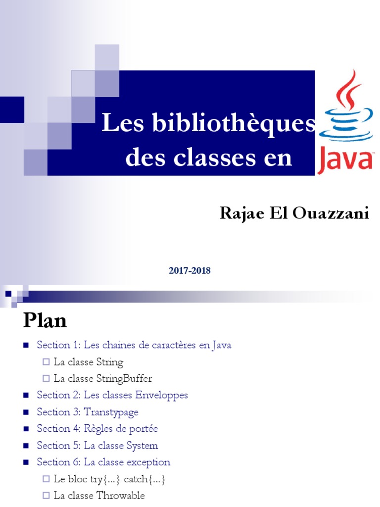 Chap 3 Les Bibliothèques Des Classes en Java | PDF | Java (Langage de programmation) | Programme ...