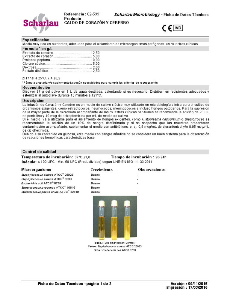 Caldo BHI - Ficha Técnica | PDF | Organismos | Microscopía